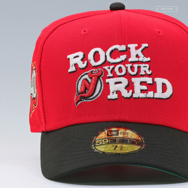 NEW JERSEY DEVILS 40TH ANNIVERSARY ROCK YOUR RED SLOGAN NEW ERA FITTED ...