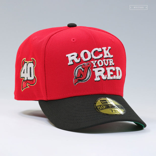 NEW JERSEY DEVILS 40TH ANNIVERSARY ROCK YOUR RED SLOGAN NEW ERA FITTED ...
