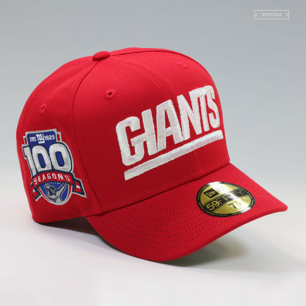 NEW YORK GIANTS 100 SEASONS IRIDESCENT WORDMARK RADIANT RED NEW ERA FI ...
