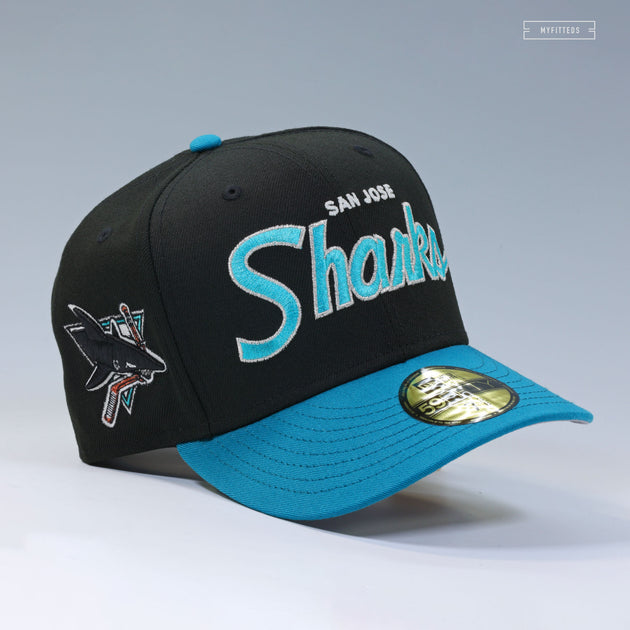 SAN JOSE SHARKS 90'S VINTAGE RETRO SCRIPT NHL NEW ERA FITTED CAP ...