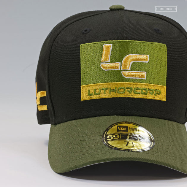 SUPERMAN™ 2025 MOVIE LUTHORCORP™ JET BLACK ARMY OLIVE NEW ERA FITTED C ...